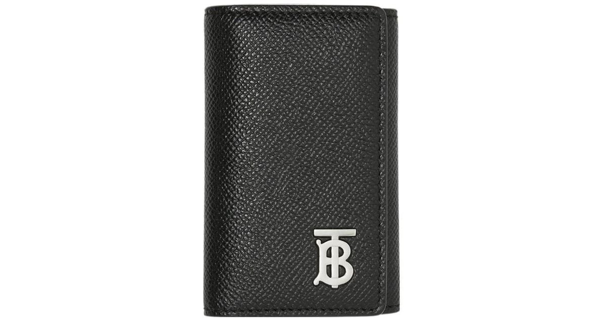 Burberry Monogram-Motif Grain Leather Key Case in Black for Men | Lyst