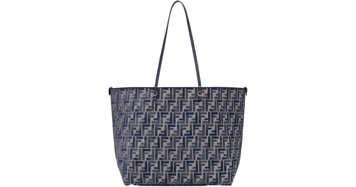 Fendi Roll Monogrammed Large Tote Bag in Blue | Lyst