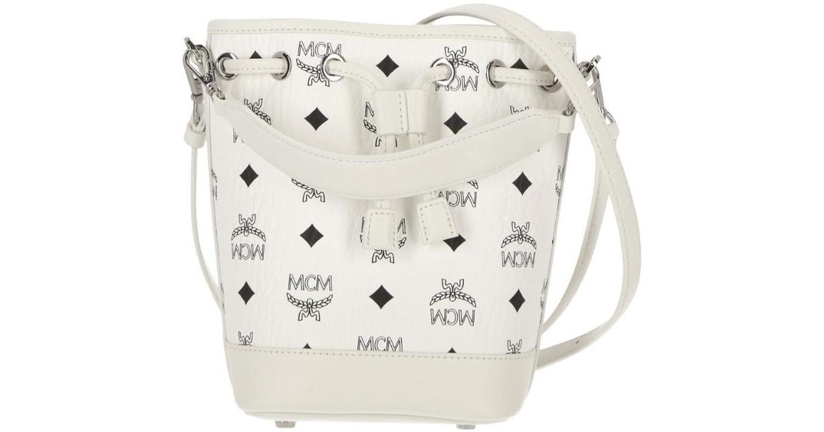 MCM Dessau Drawstring Mini Tote Bag in White | Lyst