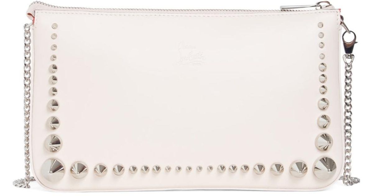 Christian Louboutin Loubila Spike-Detail Clutch Bag in Natural | Lyst