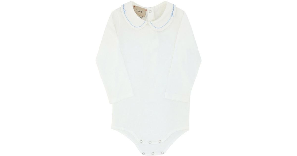 Gucci Logo-Embroidered Cotton Body in White | Lyst