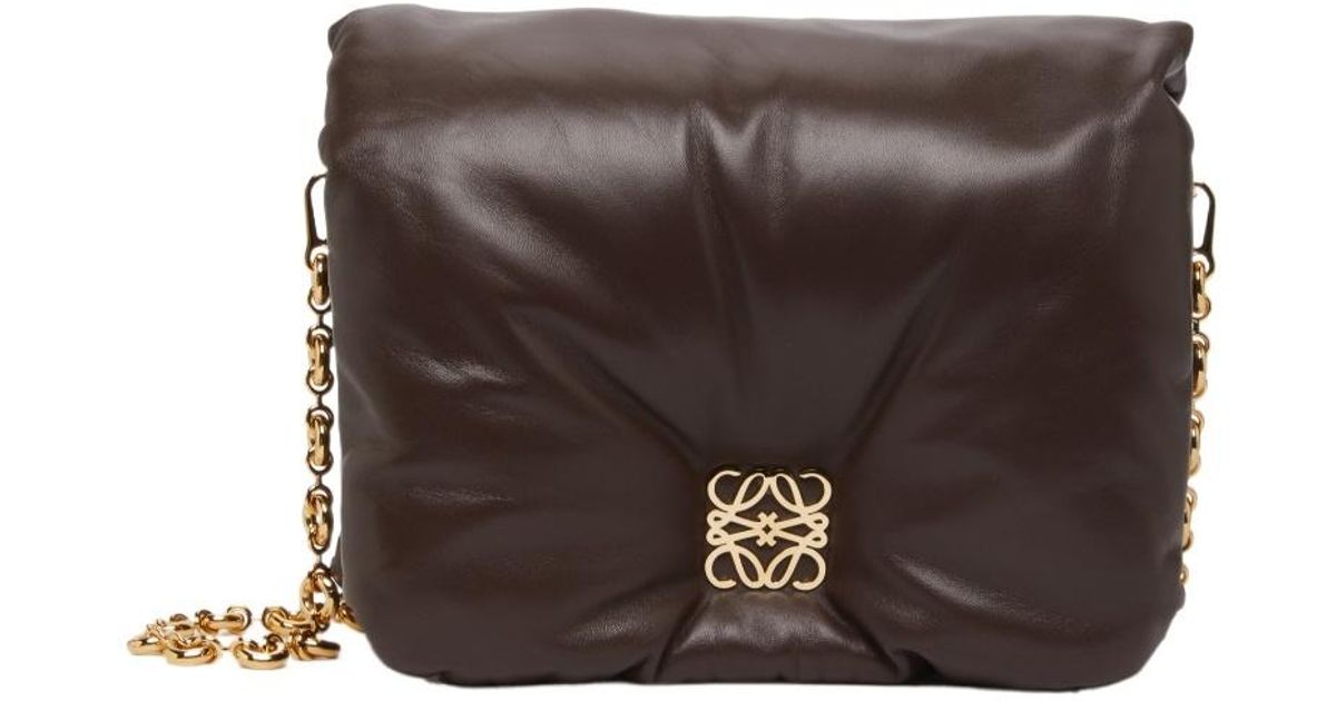 Loewe Goya Puffer Quilted Shoulder Bag in Brown | Lyst