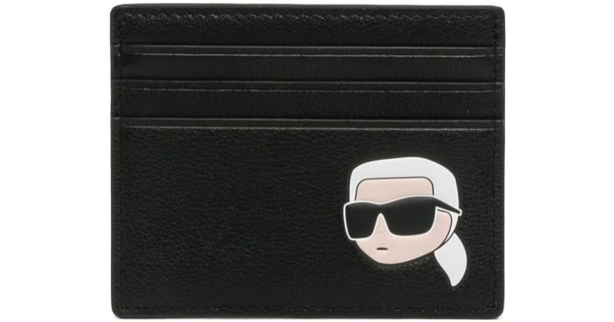 Karl Lagerfeld K/Ikonic 2.0 Leather Card Holder in Black | Lyst