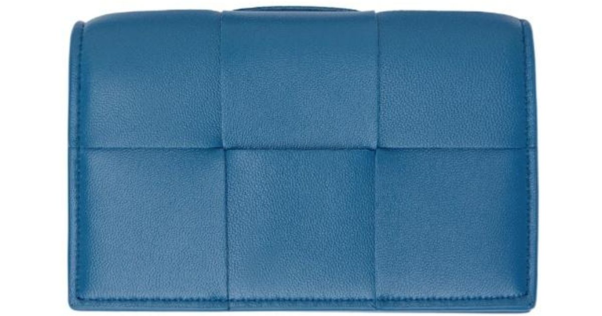 Bottega Veneta Flip Woven Texture Card Bag in Blue | Lyst