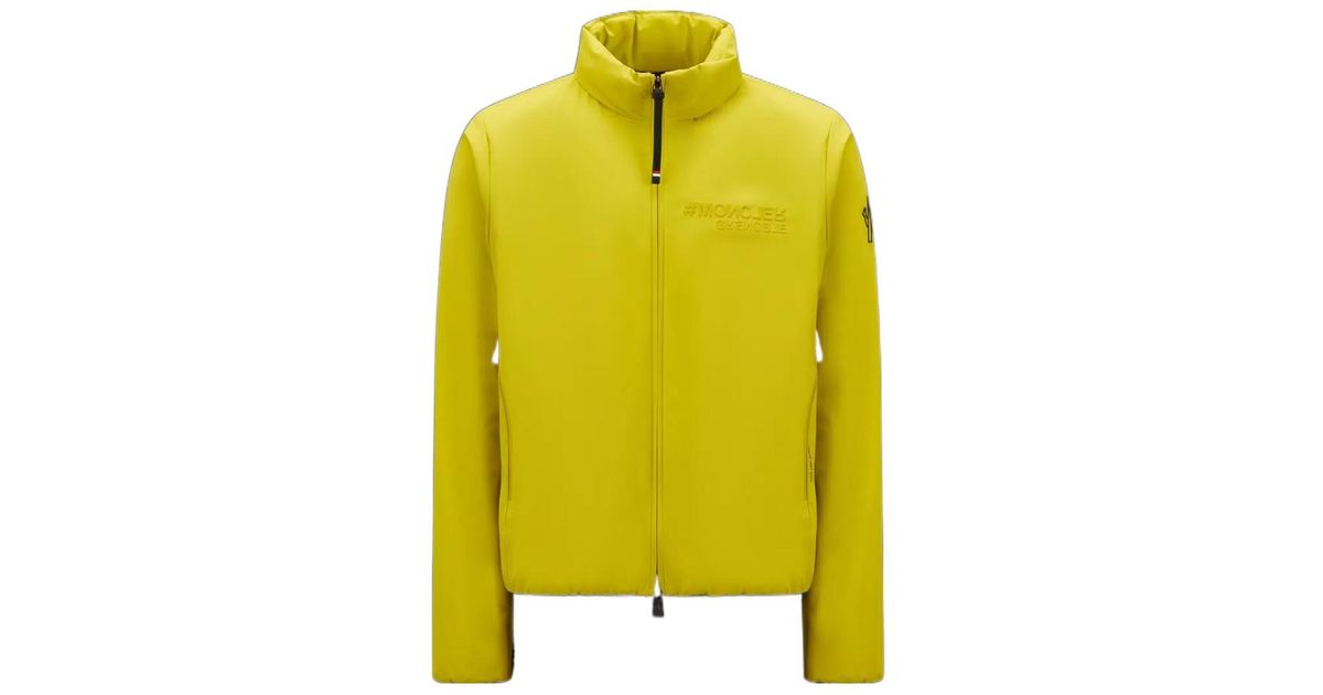Moncler Embossed-Logo Hooded Jacket in Yellow for Men | Lyst