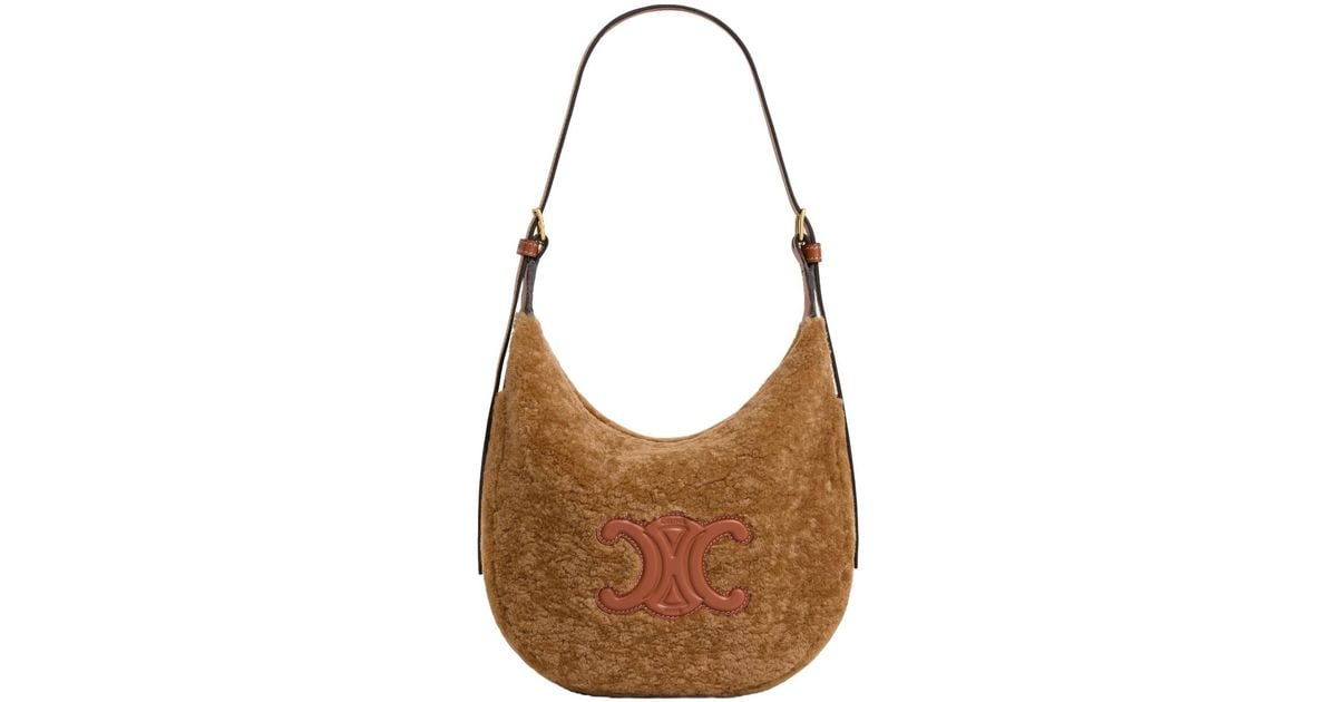 Celine Logo Shoulder Bag in White | Lyst