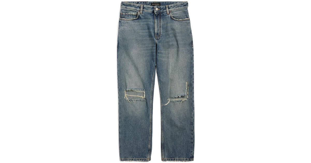 Balenciaga Ripped Detailing Jeans in Blue for Men | Lyst
