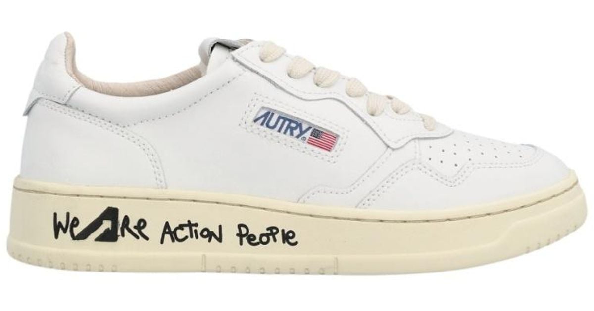 Autry Medalist Logo-Sole Leather Sneakers in White | Lyst