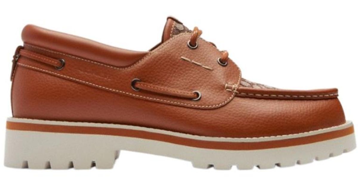 COACH Benson Panelled Boat Shoes in Brown for Men | Lyst