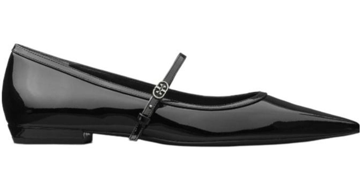 Tory Burch Double T Logo Buckle Mary Janes in Black | Lyst