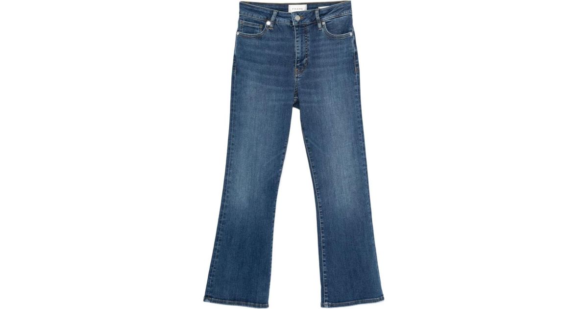 FRAME Cropped Bootcut Jeans in Blue | Lyst