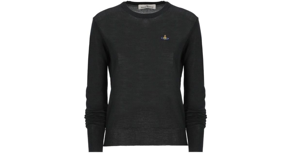 Vivienne Westwood Embroidered-Motif Long-Sleeve Top in Black | Lyst