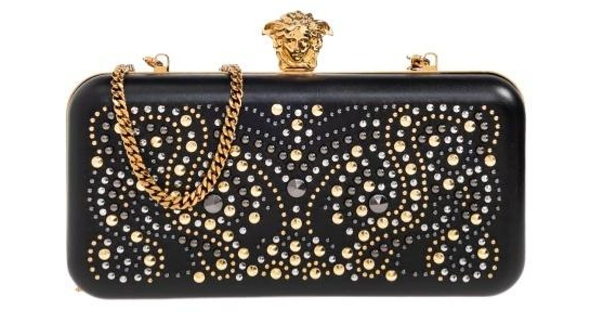Versace Embellished Chain-Linked Clutch Bag in Black | Lyst