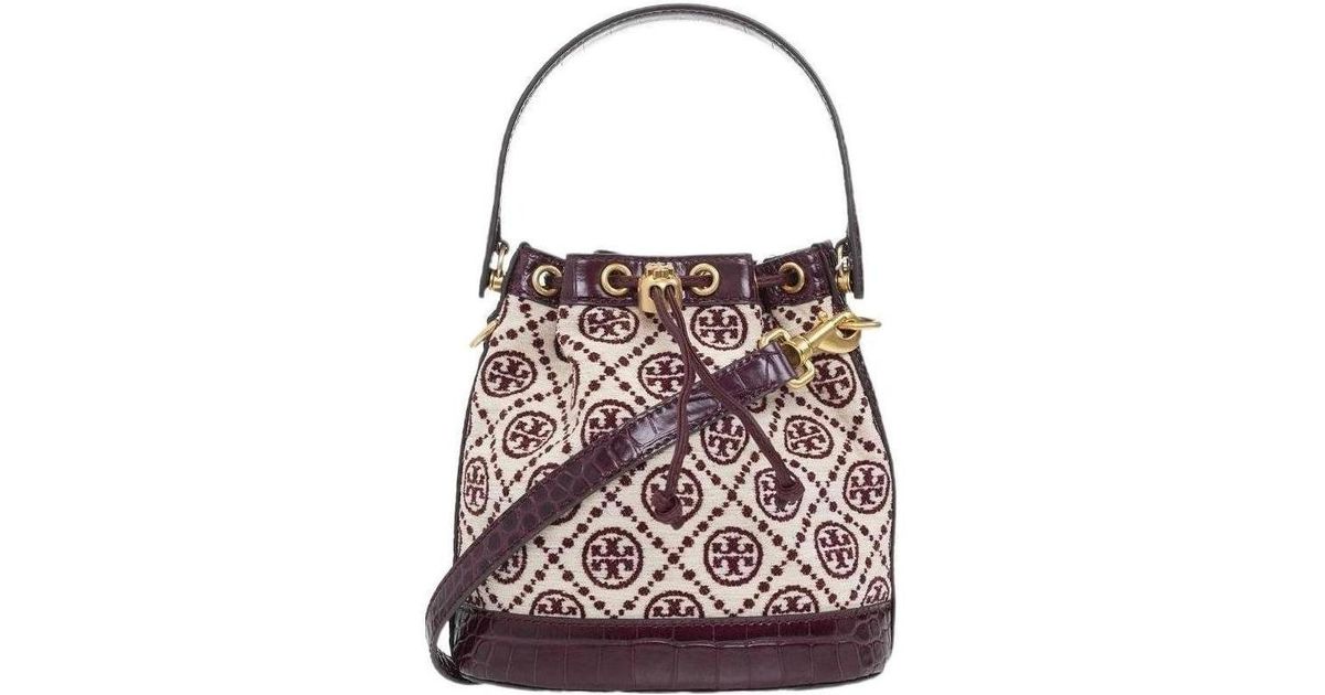 Tory Burch T Monogram Bucket Bag in Pink | Lyst
