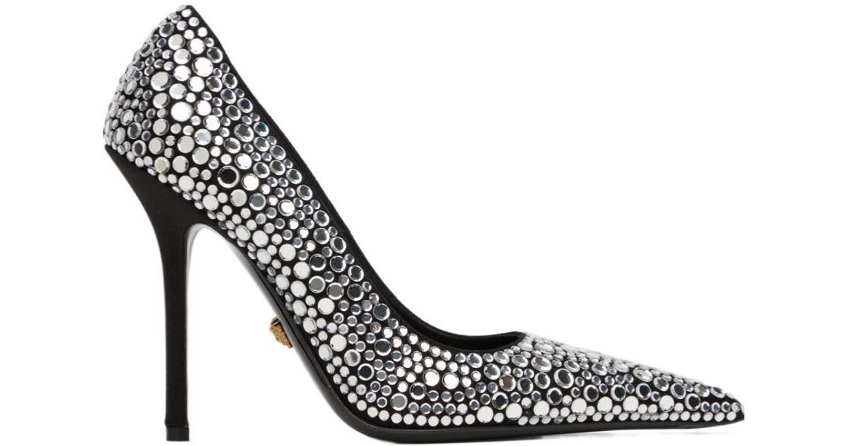 Versace Crystal Details High Heels in Metallic | Lyst