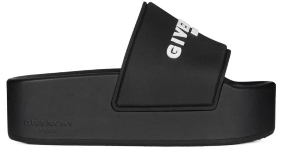 Givenchy Logo-Embellished Flatform Slides in Black | Lyst