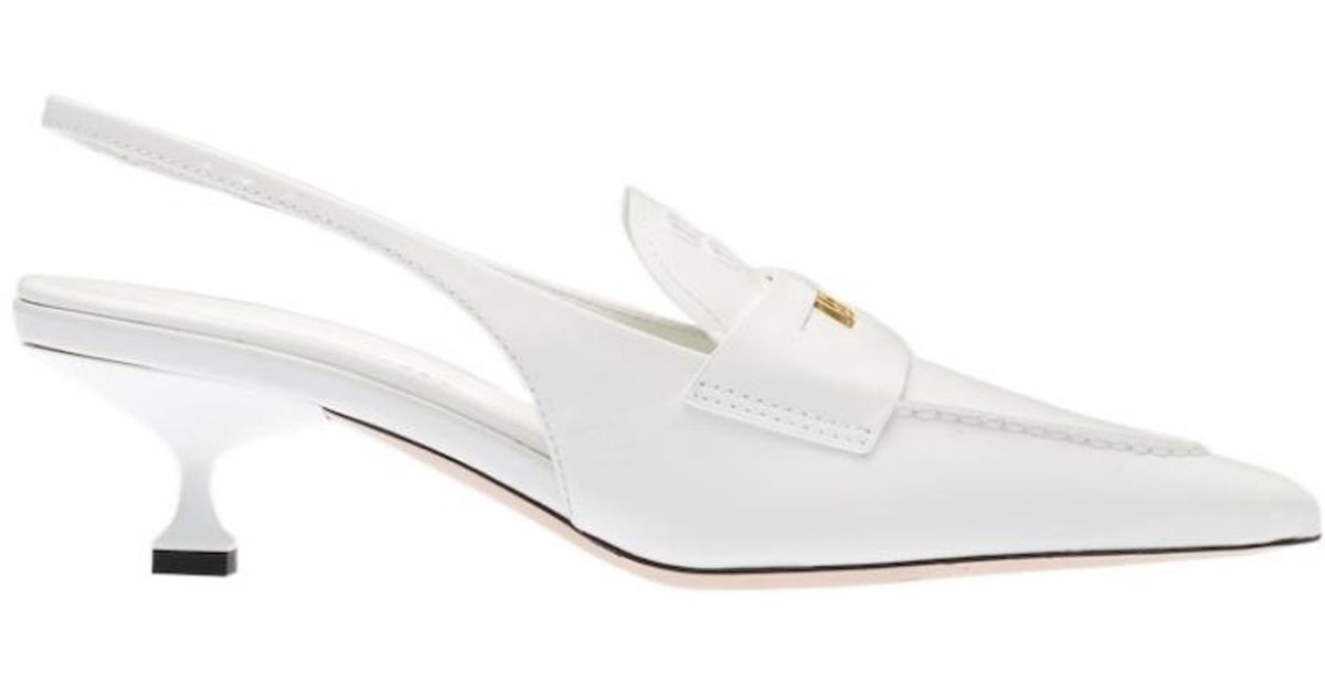 Miu Miu Logo High Heels in White | Lyst