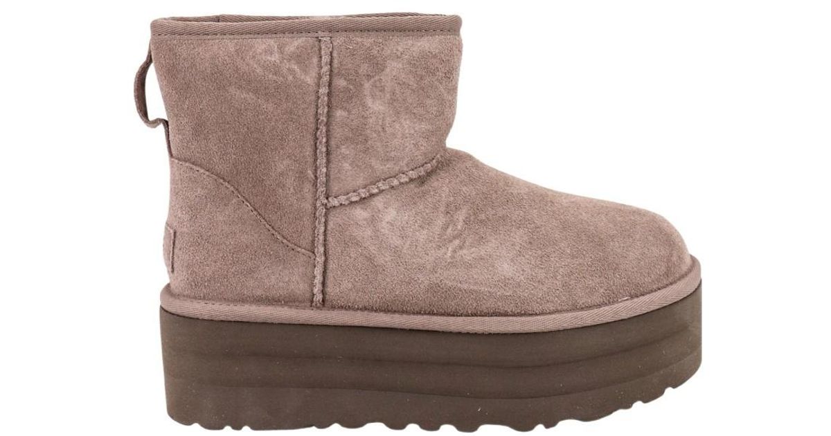 UGG Classic Ultra Mini 50Mm Suede Platform Boots in Brown | Lyst