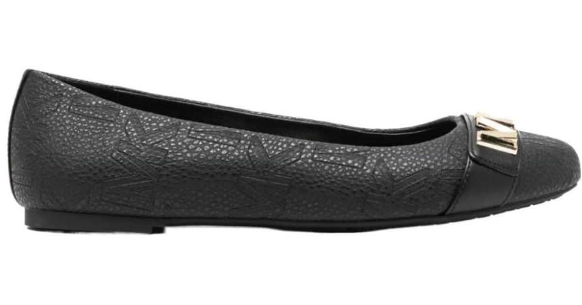 Michael Kors Jilly Leather Ballerina Shoes in Black | Lyst
