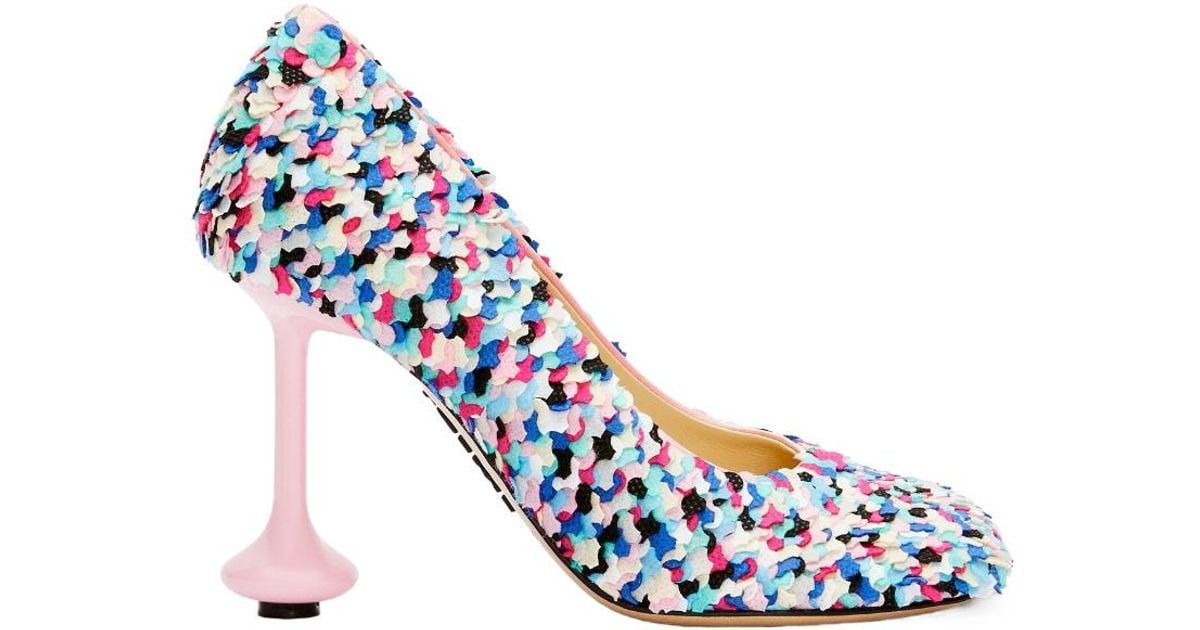 Loewe Shallow Embroidered High Heels in Blue | Lyst