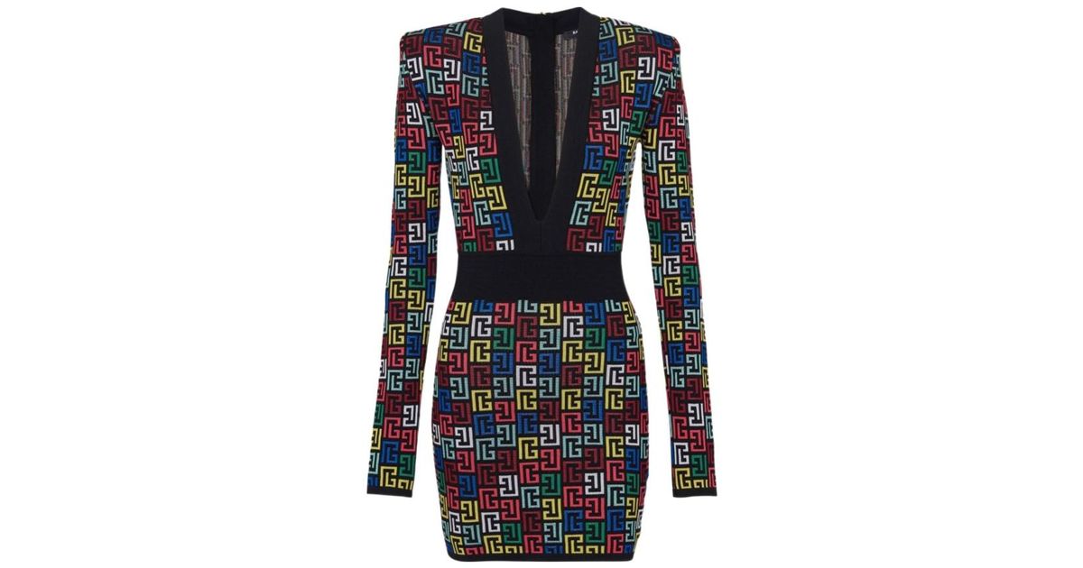 Balmain Alphabet Dress in Blue | Lyst