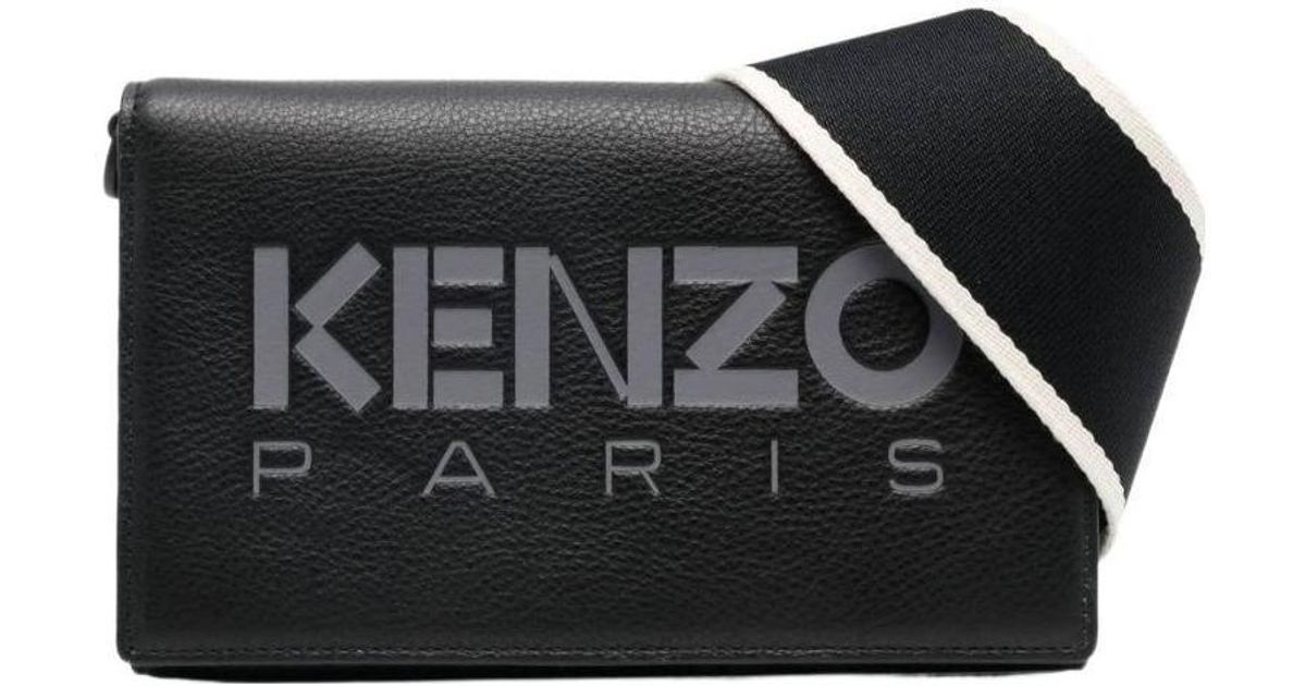 KENZO Leather Strapped Phone-Holder in Black for Men | Lyst