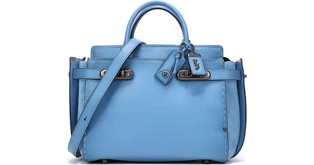 COACH Double Swagger Tote in Blue | Lyst