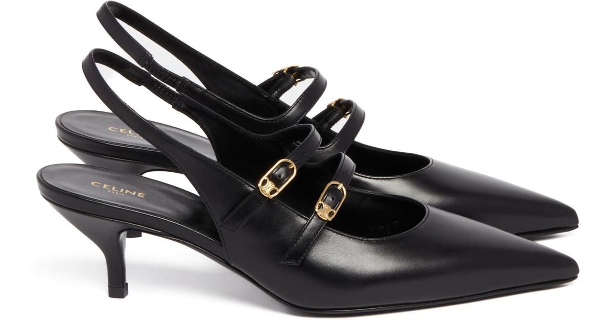 Celine Pointed High Heel Sandals in Black | Lyst