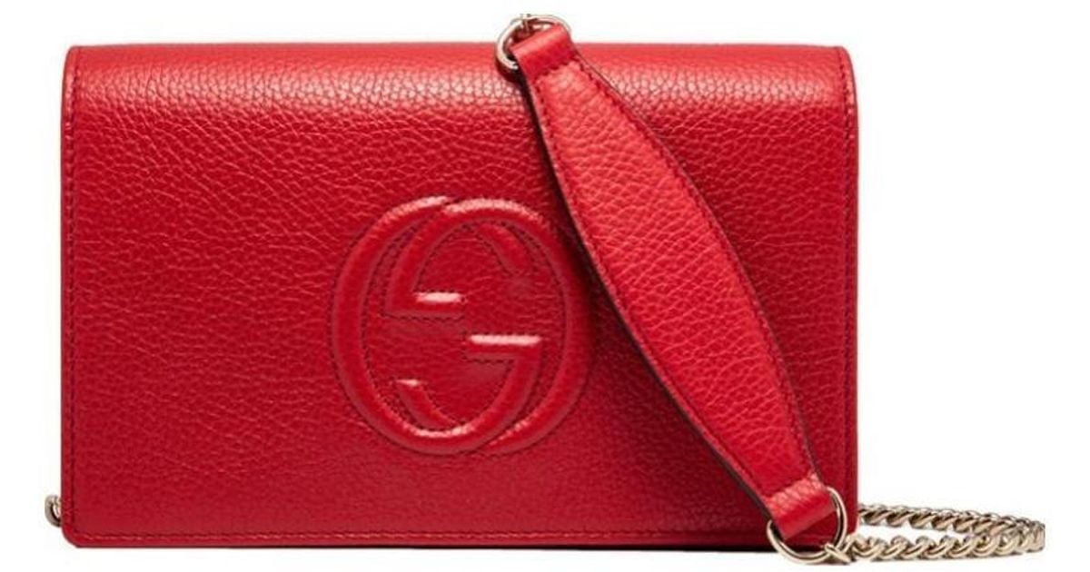 Gucci Logo Chain Woc in Red | Lyst