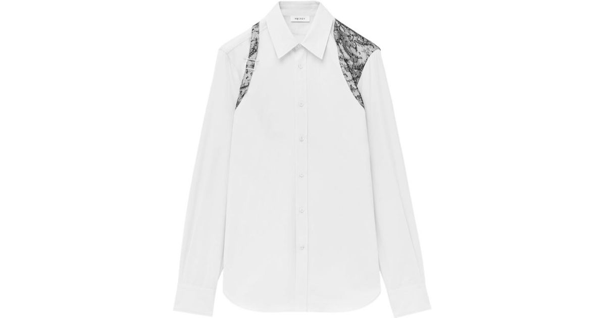 McQueen Floral Lace Harness Shirt in White for Men | Lyst