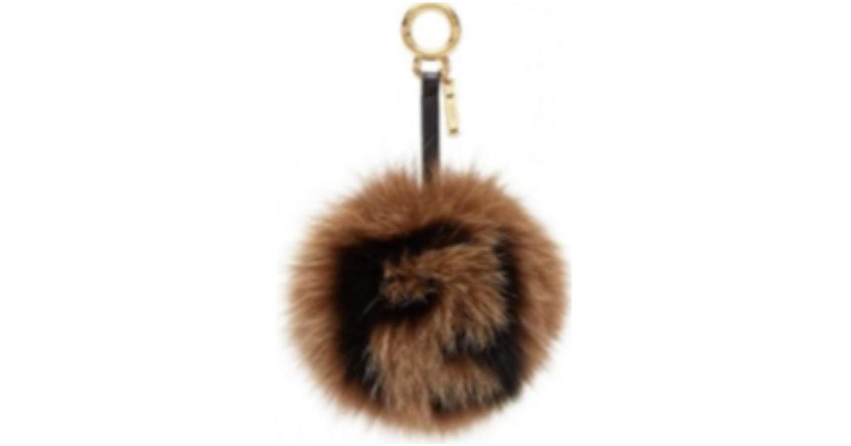 Fendi Pompom Pendant Keychain in Brown | Lyst