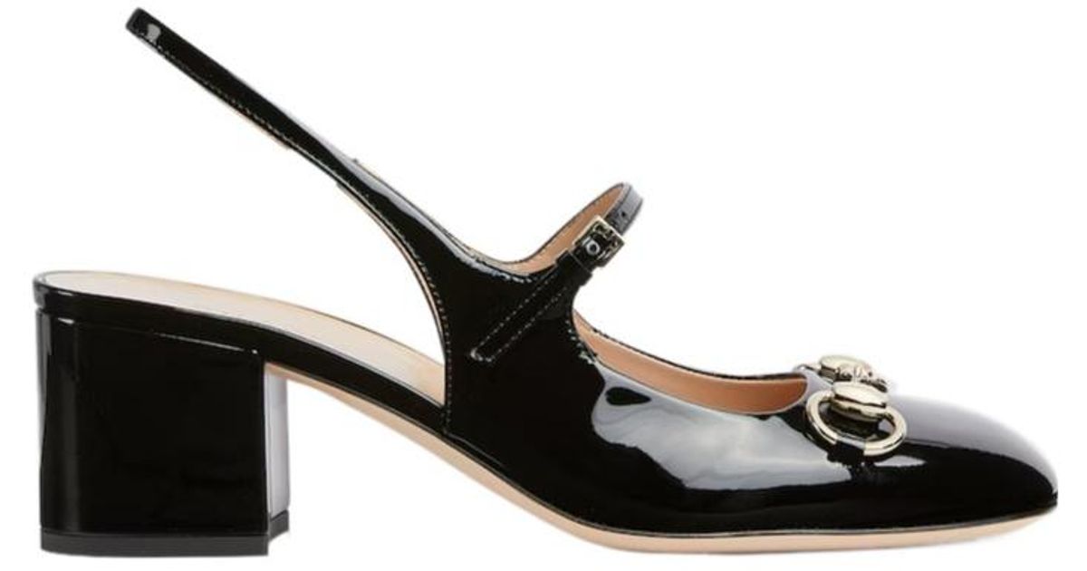 Gucci Horsebit Detailed Square Toe Pumps in Black | Lyst