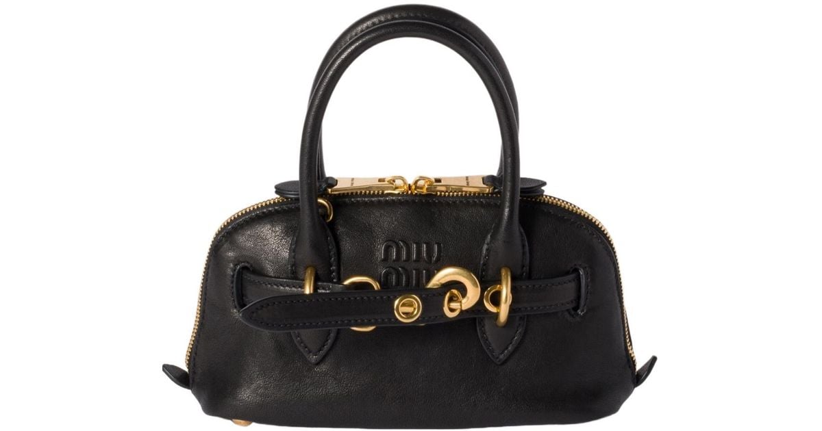 Miu Miu Aventure Mini Nappa Leather Bag in Black | Lyst