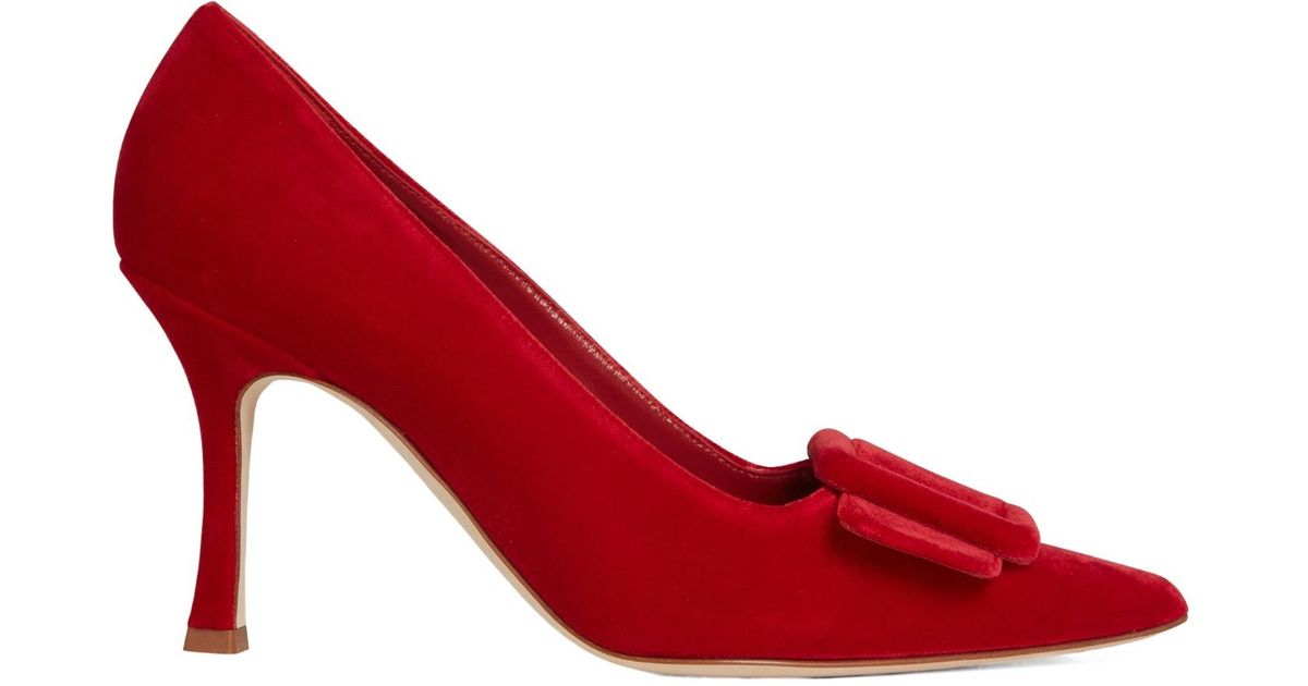 Manolo Blahnik Buckling Detail High Heels in Red | Lyst
