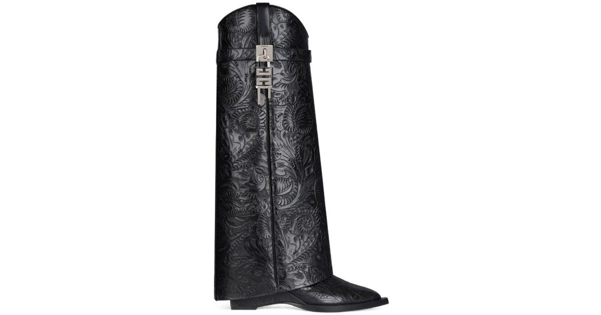 Givenchy Shark Lock Western Pattern Boots in Black | Lyst