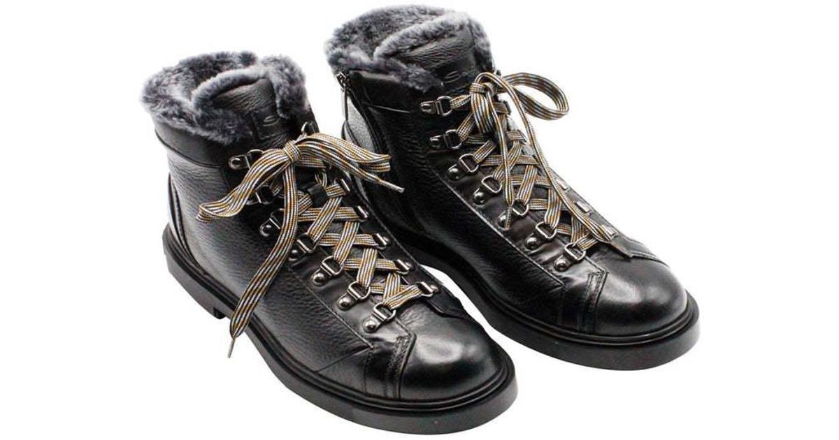 Santoni Laced Boots in Black for Men | Lyst
