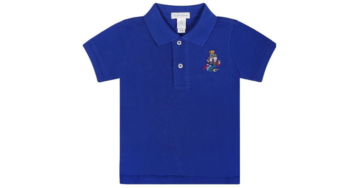 Ralph Lauren Logo Pattern Polo Shirt in Blue | Lyst