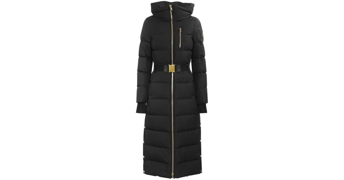 Moose Knuckles Zip-Up Padded Long Coat in Black | Lyst