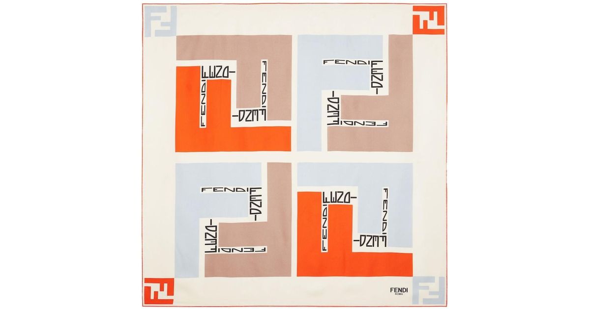 Fendi Multicolour Silk Foulard in White | Lyst