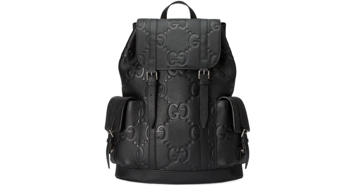 Gucci Jumbo Gg Leather Backpack in Black for Men | Lyst