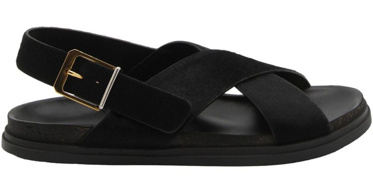The Row Crossover Strapped Sandals in Black | Lyst