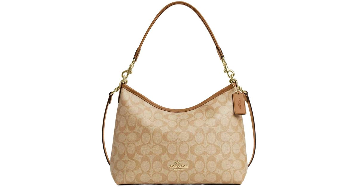 COACH Logo Shoulder Bag in Natural | Lyst