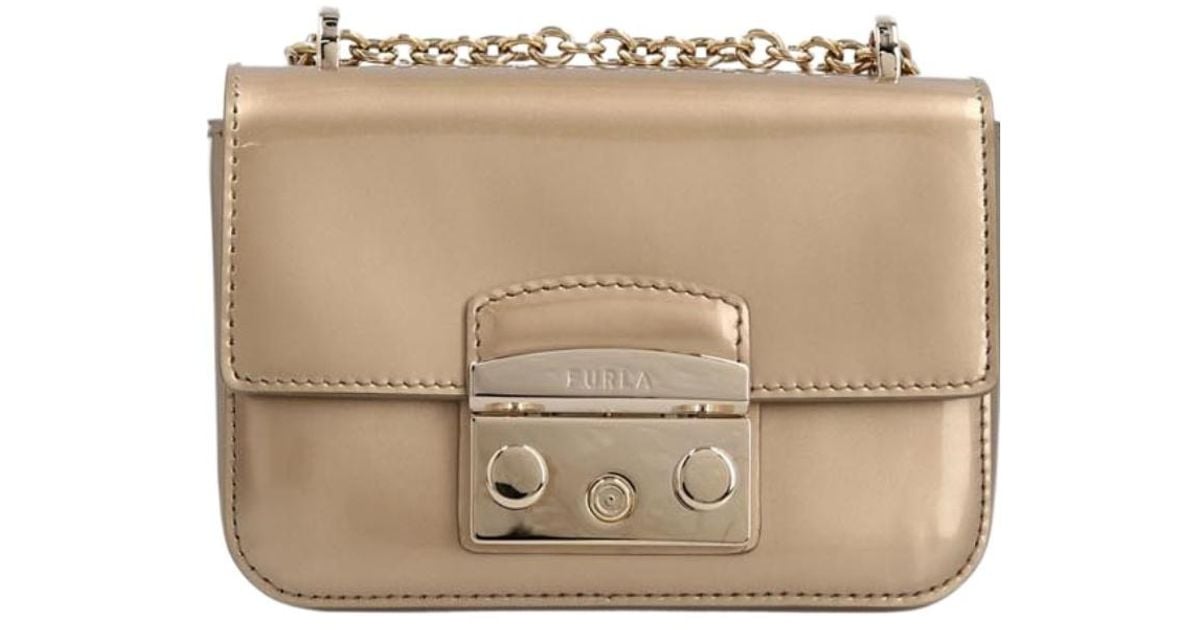 Furla Logo-Engraved Leather Crossbody Bag in Natural | Lyst