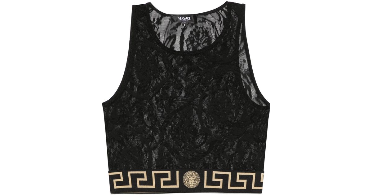 Versace Greca-Border Bra in Black | Lyst
