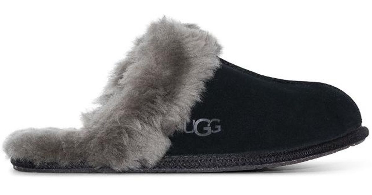 UGG Wool Suede Slippers in Black | Lyst