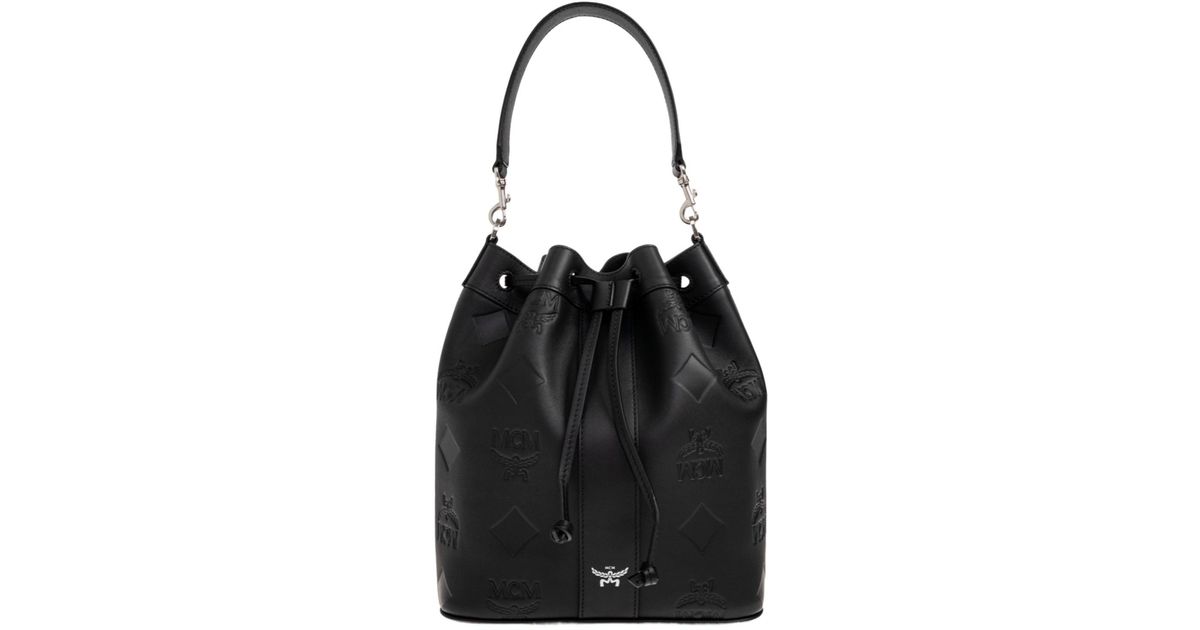 MCM Dessau Medium Drawstring Bag in Black | Lyst