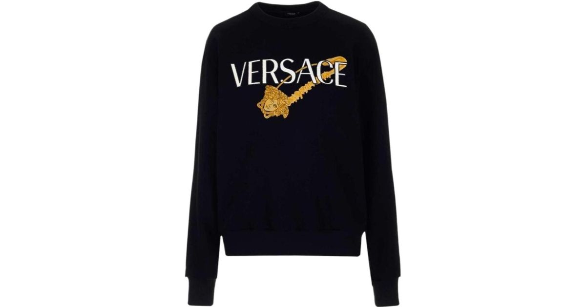 Versace Safety Pin Logo Sweatshirt in Blue | Lyst