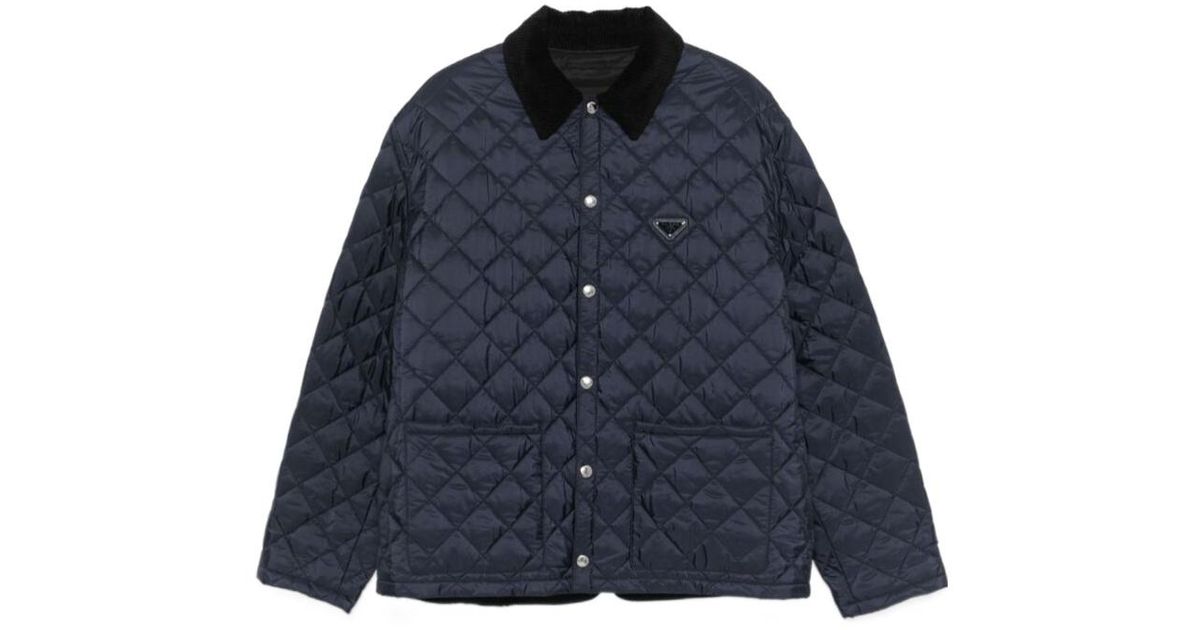 Prada Enamel Triangle-Logo Jacket in Blue for Men | Lyst