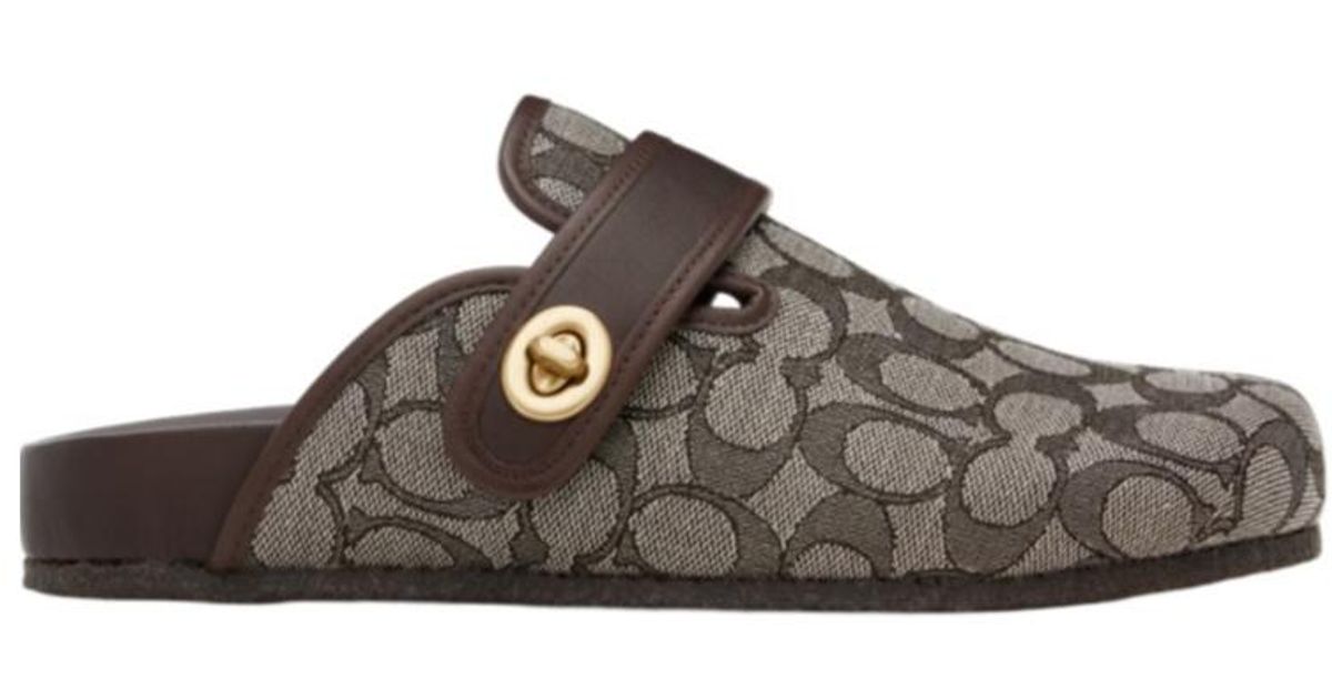 COACH Blake Signature Jacquard Clog Loafers in Brown for Men | Lyst