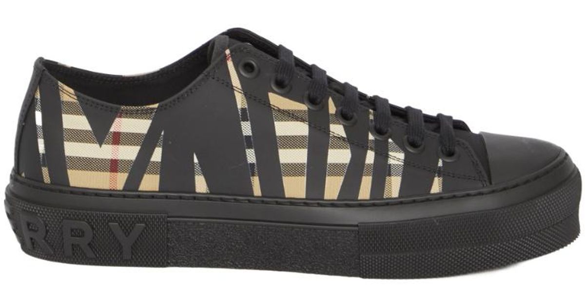Burberry Sliced Check Cotton Sneakers in Black for Men | Lyst